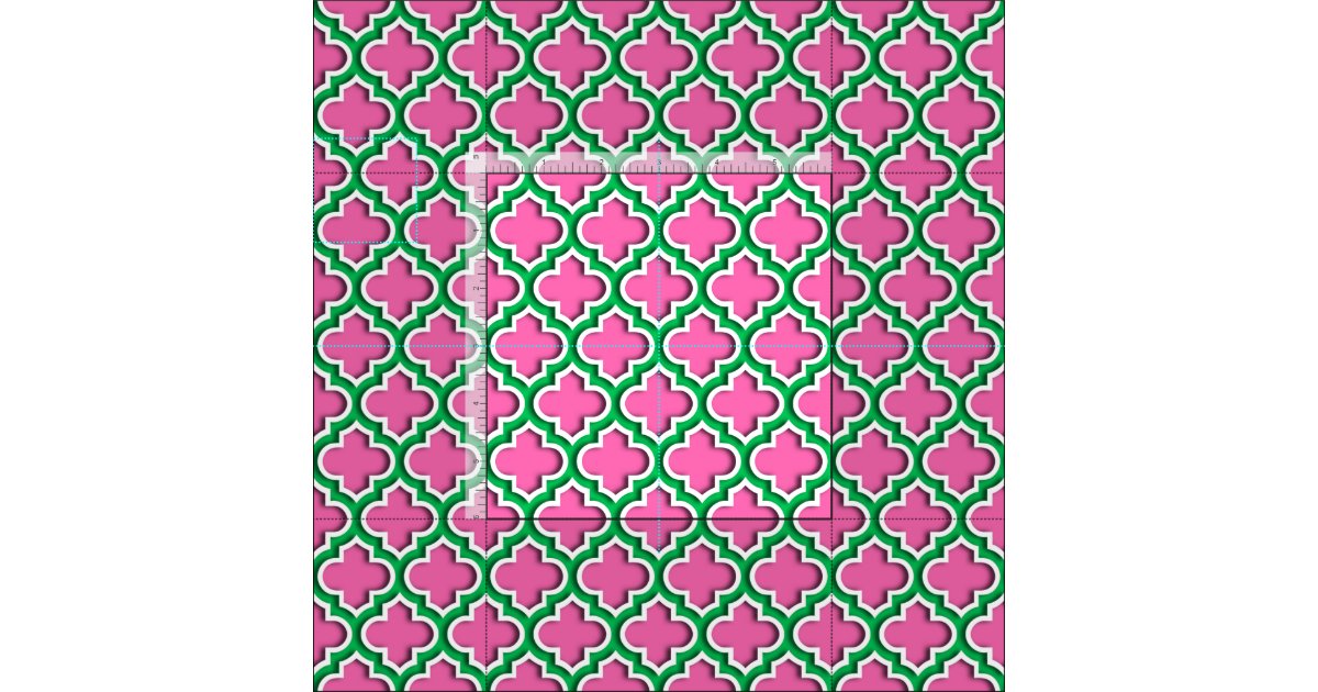 Hot Pink #2, Emerald, Wht Moroccan Quatrefoil #5DS Fabric | Zazzle