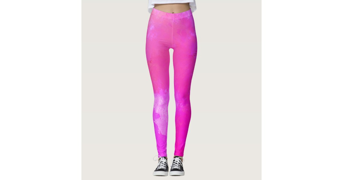 Hot Pink Abstract Style Leggings | Zazzle