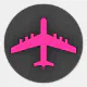 Hot Pink Airplane Classic Round Sticker | Zazzle