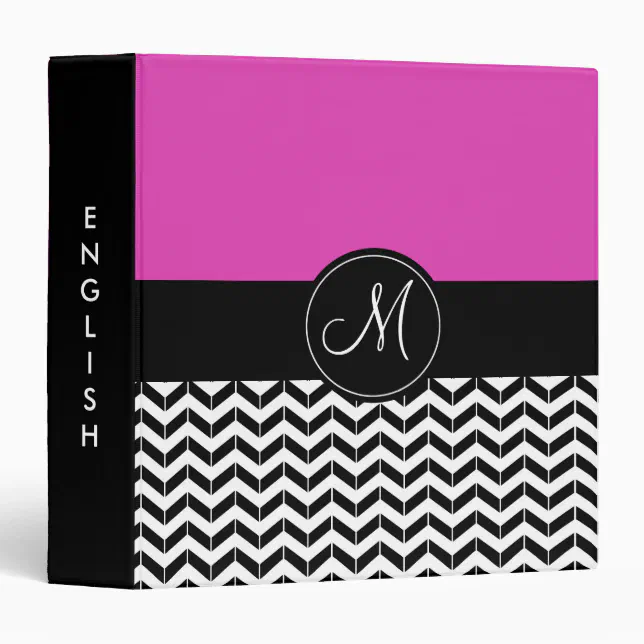 Hot Pink and Black Chevron Custom School Subject Binder | Zazzle