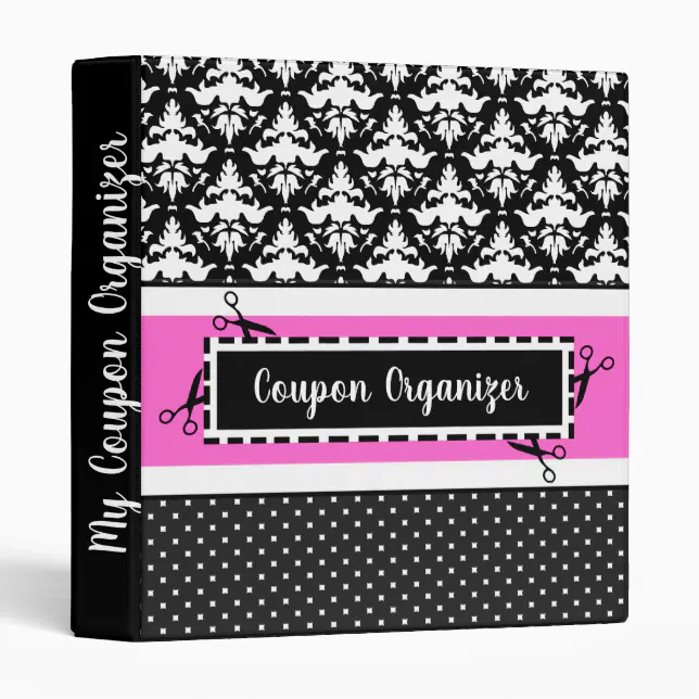 Hot Pink and Black Coupon Organizer Notebook Binder | Zazzle