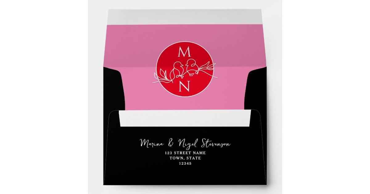 Hot Pink and Black Envelope | Zazzle
