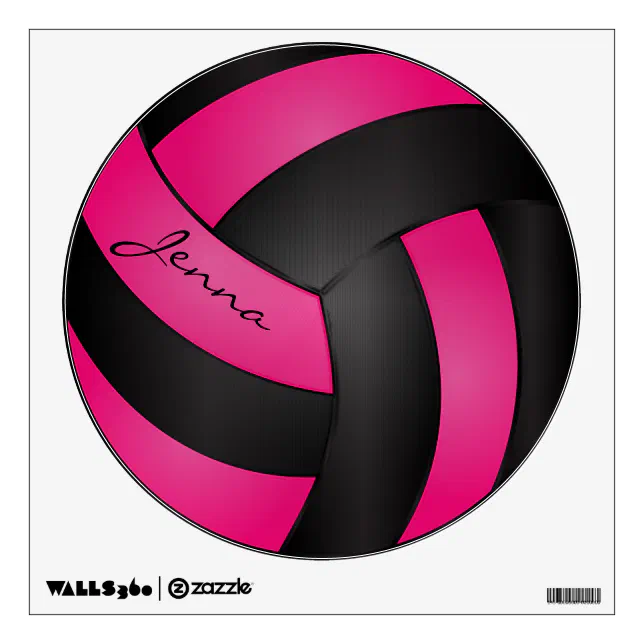 Hot Pink and Black Personalize Volleyball Wall Sticker | Zazzle
