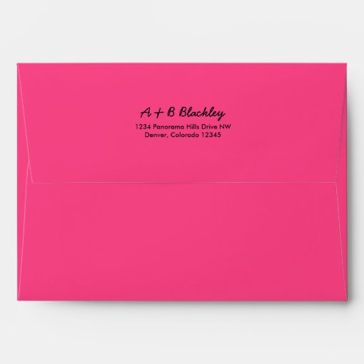 Hot Pink and Black Wedding A7 Envelopes | Zazzle