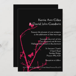 Hot pink and black wedding invitation | Zazzle
