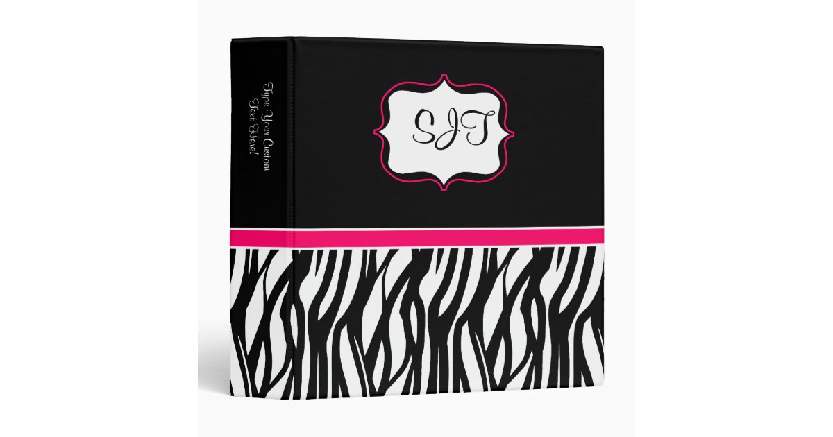 Hot Pink and Black Zebra Binder | Zazzle