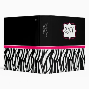 Hot Pink and Black Zebra Binder | Zazzle