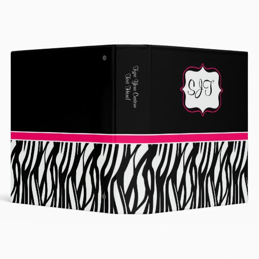 Hot Pink and Black Zebra Binder | Zazzle