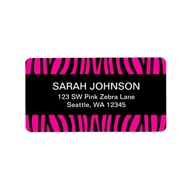 Hot Pink and Black Zebra Return Address Label | Zazzle