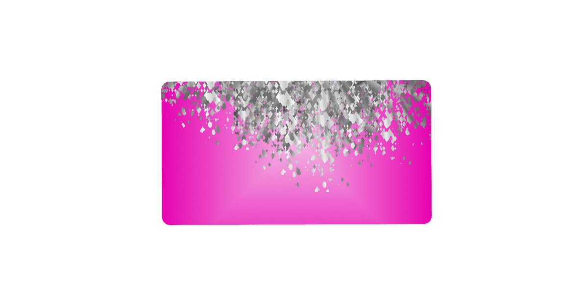 Hot pink and faux glitter label | Zazzle