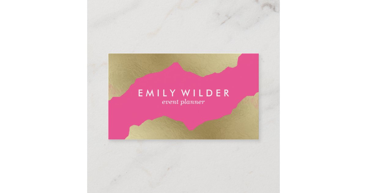 Hot Pink and Gold Dipped | Business Card | Zazzle