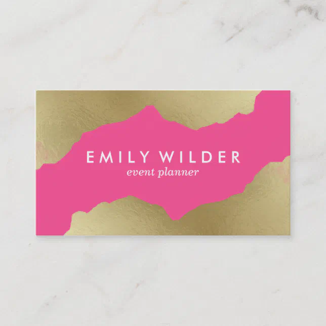 Hot Pink and Gold Dipped | Business Card | Zazzle