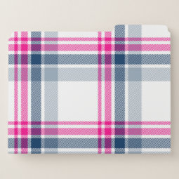 Hot Pink and Navy Blue Plaid Pattern Preppy Custom File Folder | Zazzle