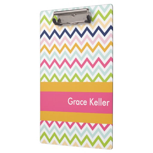Hot Pink and Orange Chevron Personalized Clipboard | Zazzle