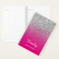 Hot Pink and Silver Glitter Ombre Personalized Planner | Zazzle