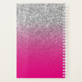 Hot Pink and Silver Glitter Ombre Personalized Planner | Zazzle