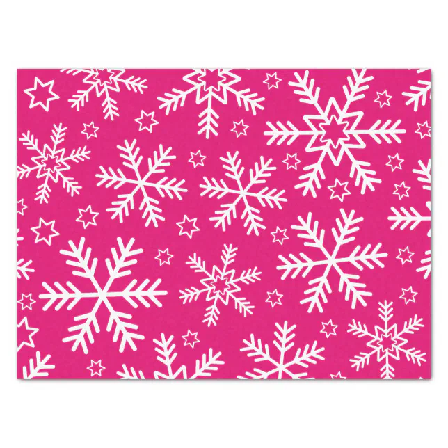 Hot Pink and White Christmas Snowflakes Tissue Paper | Zazzle