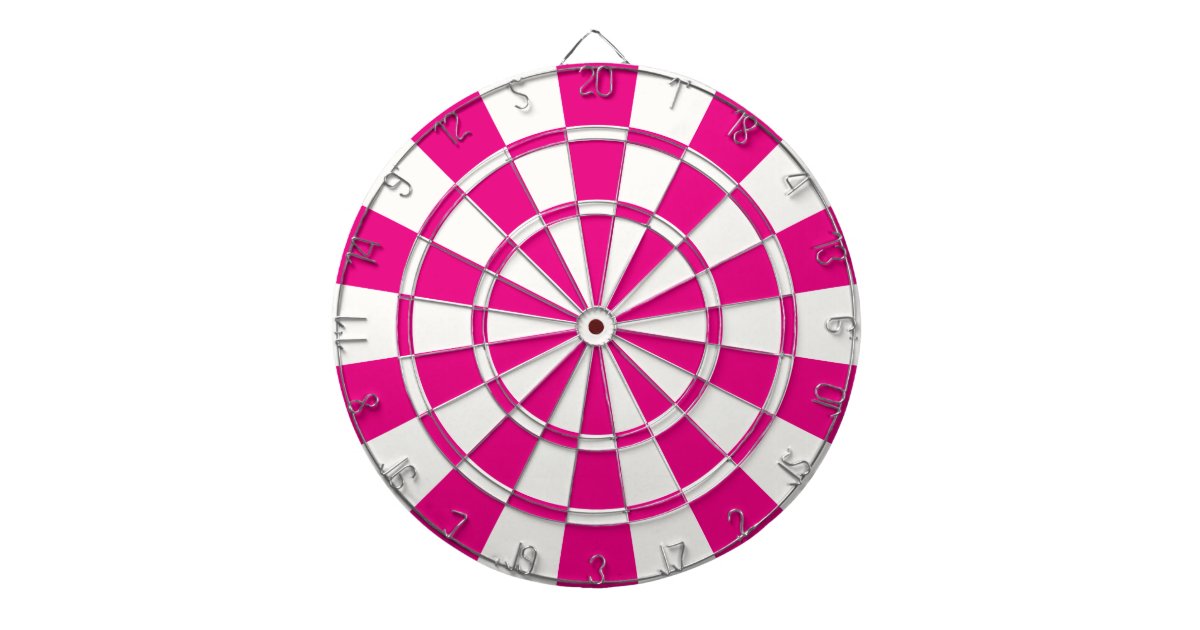 Hot Pink And White Dartboard With Darts | Zazzle