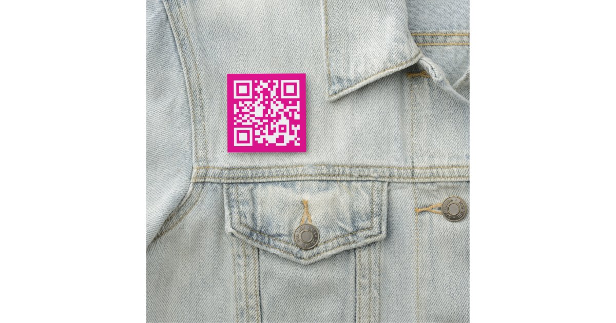 Hot Pink and White QR Code Name Tag | Zazzle