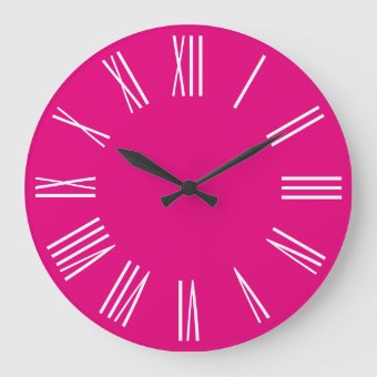 Hot Pink and White Roman Numerals Large Clock | Zazzle