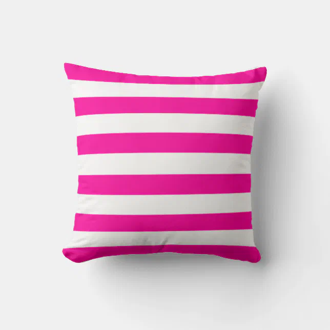Hot Pink and White Stripes Pattern Throw Pillow | Zazzle