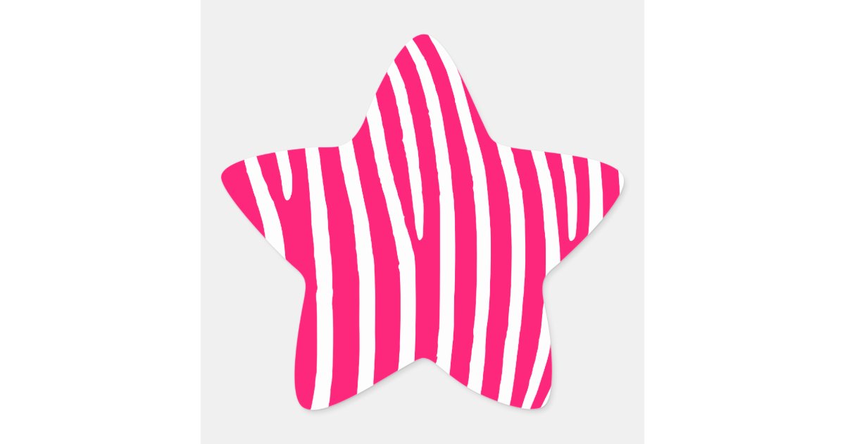 Hot Pink and White Zebra Print Star Sticker | Zazzle