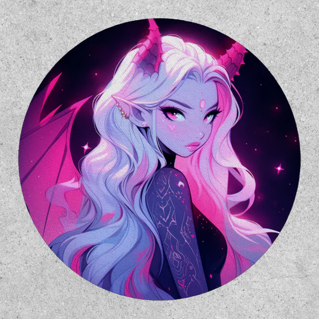 Hot Pink Anime Girl Succubus Koakuma Little Devil Patch | Zazzle