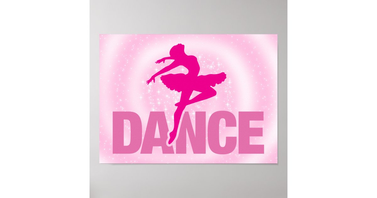 Hot Pink Ballerina Dance Sparkle Poster | Zazzle