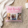 Hot Pink Best Friends 3 Photo Collage Keepsake Throw Pillow | Zazzle