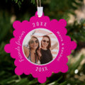 Hot pink best friends photo ornament card | Zazzle