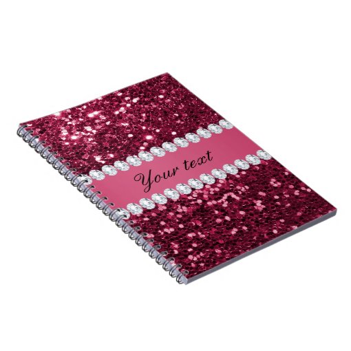 Hot Pink Big Faux Glitter and Diamonds Notebook | Zazzle