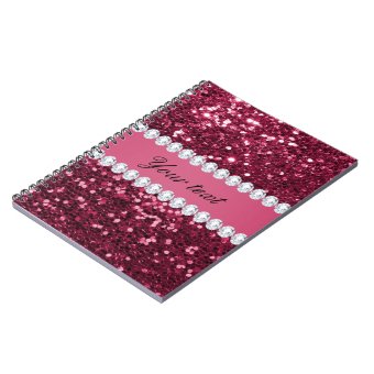 Hot Pink Big Faux Glitter and Diamonds Notebook | Zazzle