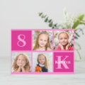 Hot Pink Birthday Girl Photo Collage Chic Party Invitation | Zazzle