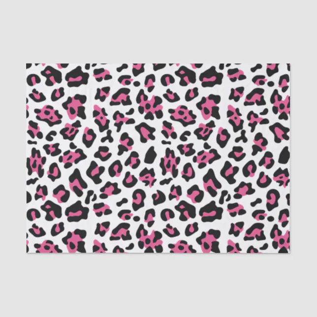 Hot Pink Black Leopard Animal Print Pattern Tissue Paper | Zazzle