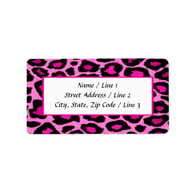 Hot Pink & Black Leopard Print Address Labels | Zazzle