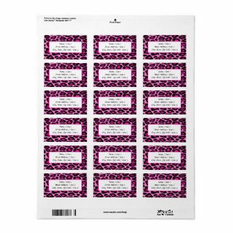 Hot Pink & Black Leopard Print Address Labels | Zazzle