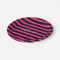 Hot Pink & Black Stripes Party Paper Plates | Zazzle