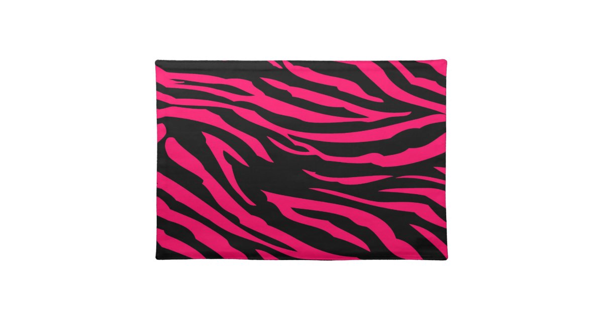 Hot Pink Black Zebra Print Animal Pattern Placemat | Zazzle