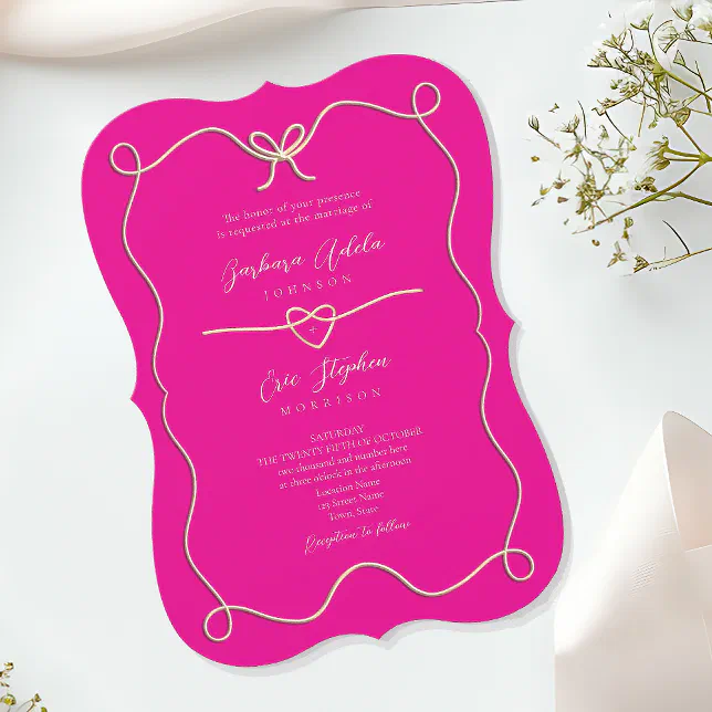 Hot Pink Bracket Wedding Invitation | Zazzle