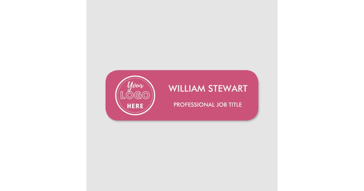 Hot Pink Business Logo Company Employee Staff Name Tag | Zazzle
