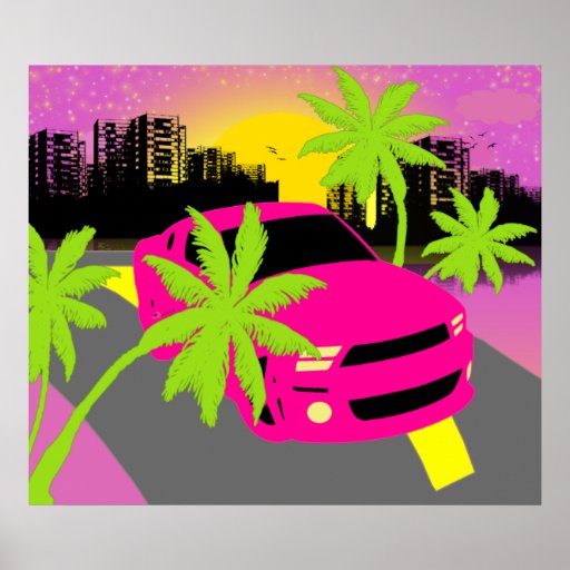 Hot Pink Car Poster Print Posters | Zazzle