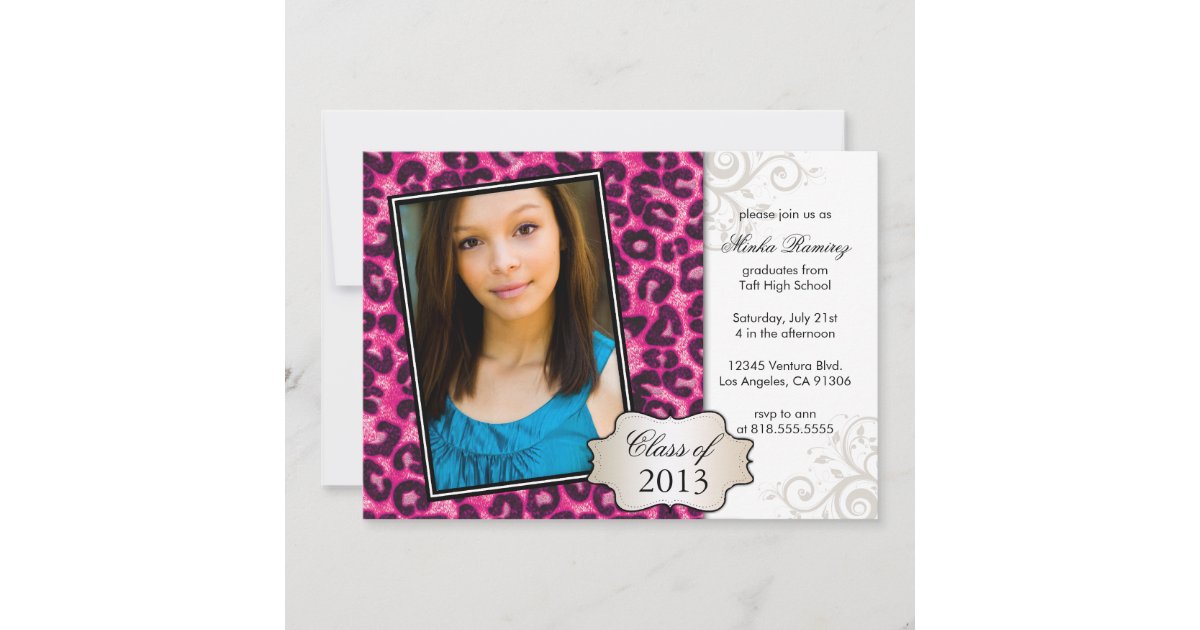 Hot Pink Cheetah Graduation Invitation | Zazzle