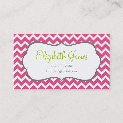 Hot Pink Chevron Business Card Template
