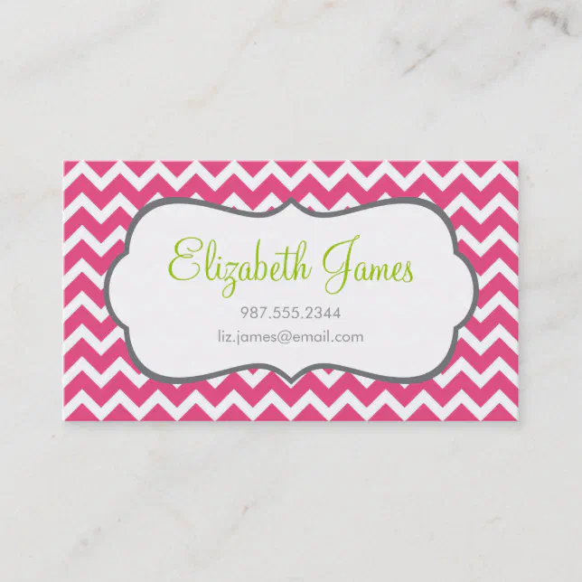 Hot Pink Chevron Business Card | Zazzle