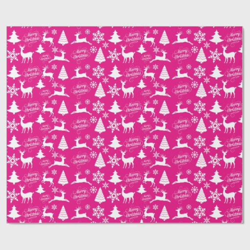 Hot Pink Christmas Holiday Wrapping Paper | Zazzle