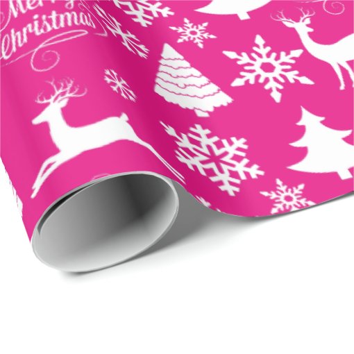 Hot Pink Christmas Holiday Wrapping Paper | Zazzle