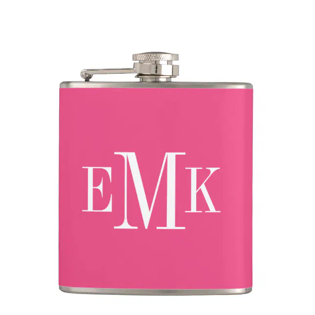 Hot Pink Classic Monogram Flask | Zazzle