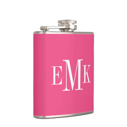 Hot Pink Classic Monogram Flask | Zazzle