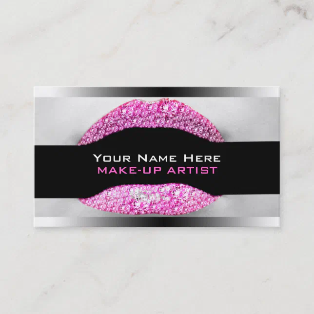 Hot Pink Diamond Bling Make-Up Artist Biz Card | Zazzle