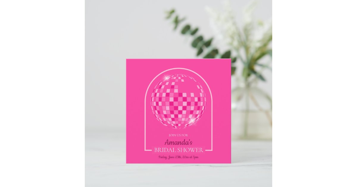 Hot Pink Disco Boogie Bridal Shower Invitation | Zazzle